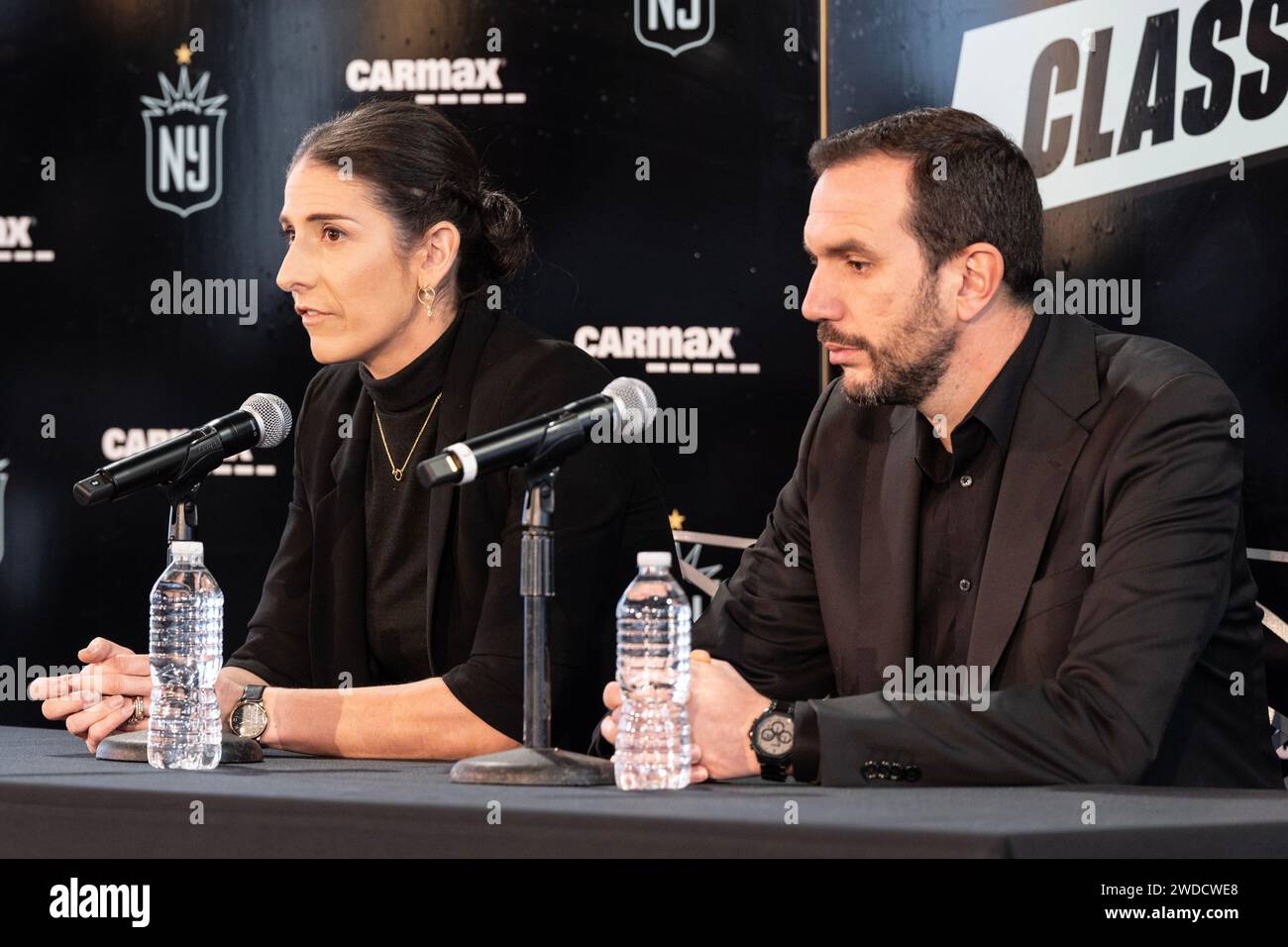Yael Averbuch West and Juan Carlos Amoros attend Gotham FC introduction ...