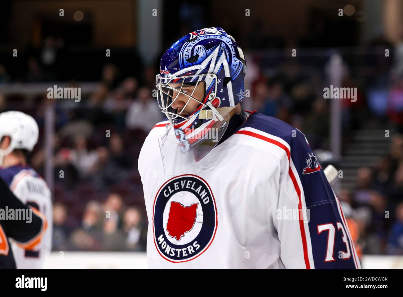 CLEVELAND, OH - JANUARY 19: Cleveland Monsters goalie Jet Greaves (73 ...