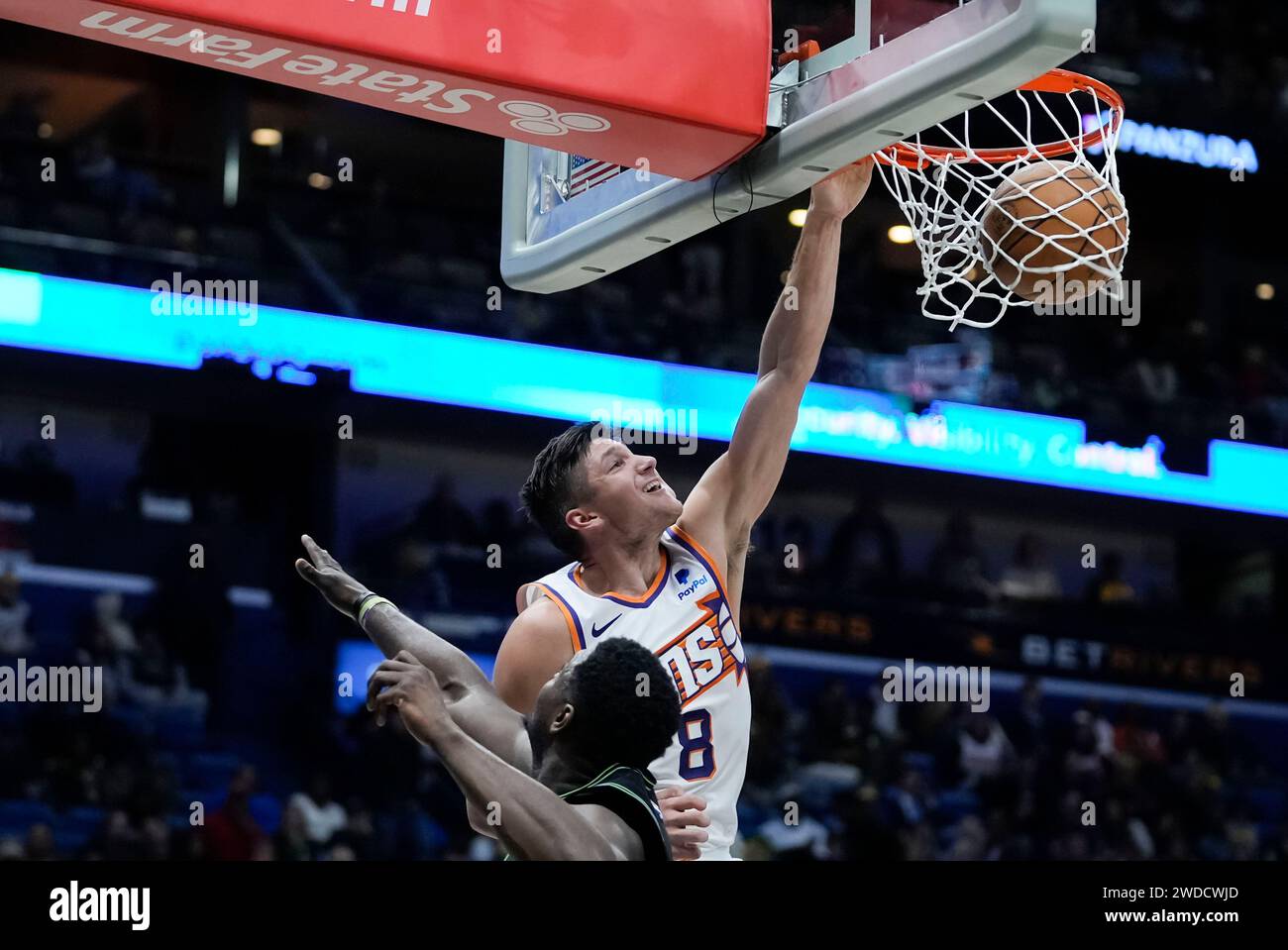 Phoenix Suns guard Grayson Allen (8) slam dunks over New Orleans ...