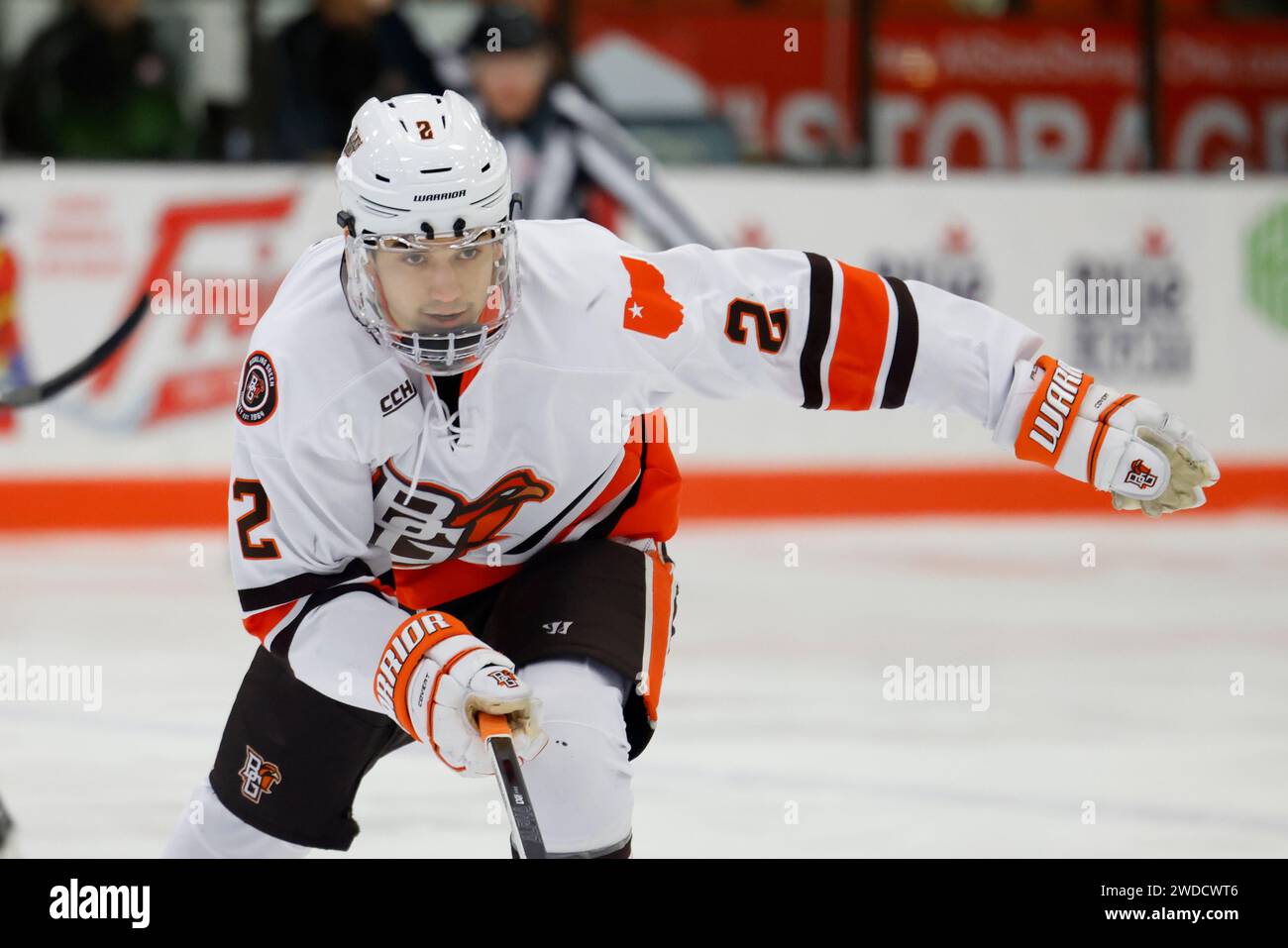Bowling Green defenseman Ben Wozney (2) skates against the Minnesota St ...