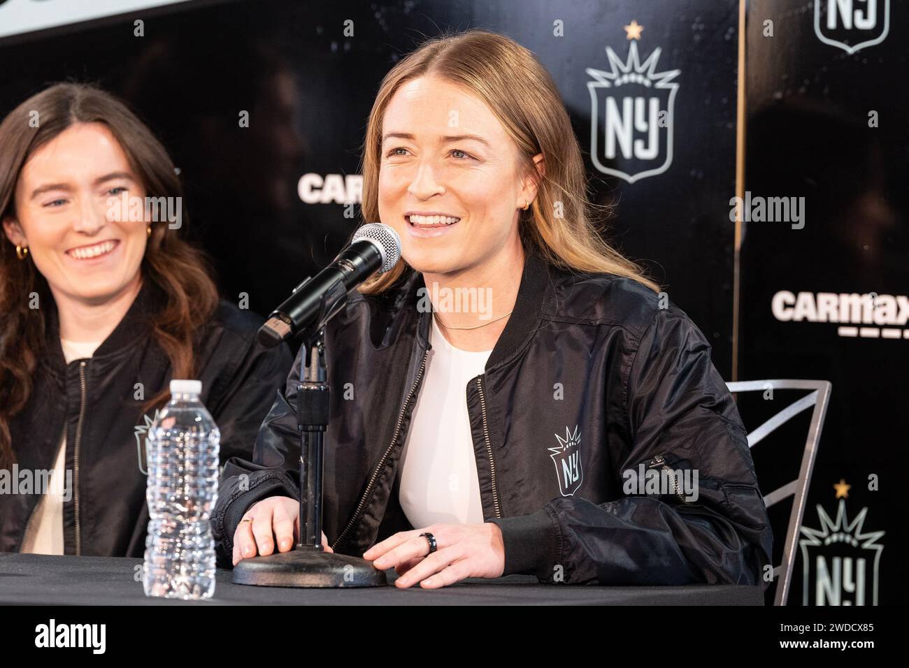 New York, USA. 19th Jan, 2024. Emily Sonnett speaks at Gotham FC ...