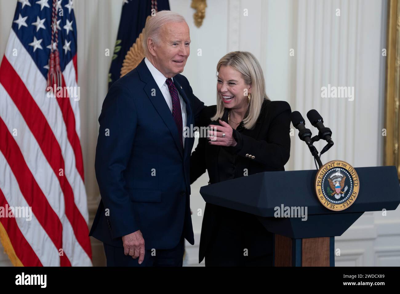 United States President Joe Biden and Hillary Shieve, Mayor of Reno ...