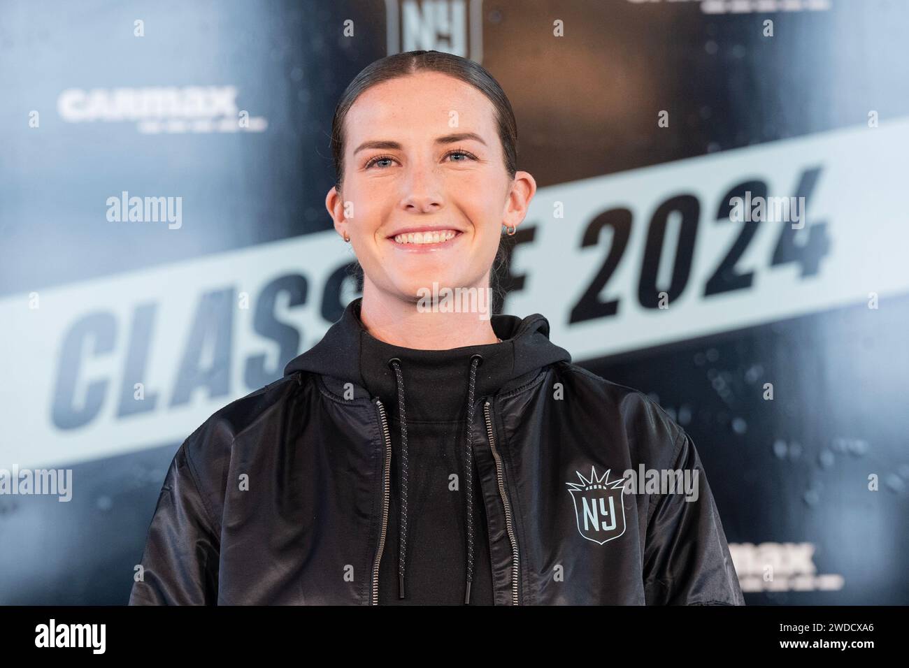 New York, USA. 19th Jan, 2024. Tierna Davidson poses after Gotham FC ...