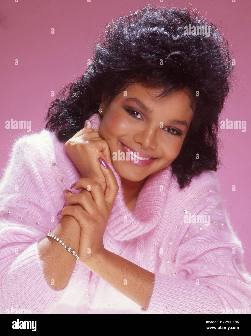 Janet Jackson poses for a portrait in 1984 in Los Angeles, California ...