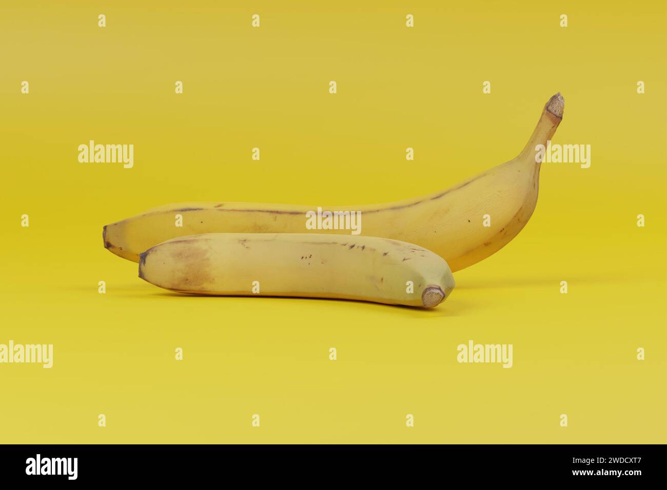 Photograph of Fresh banana on solid yellow background Stock Photo - Alamy