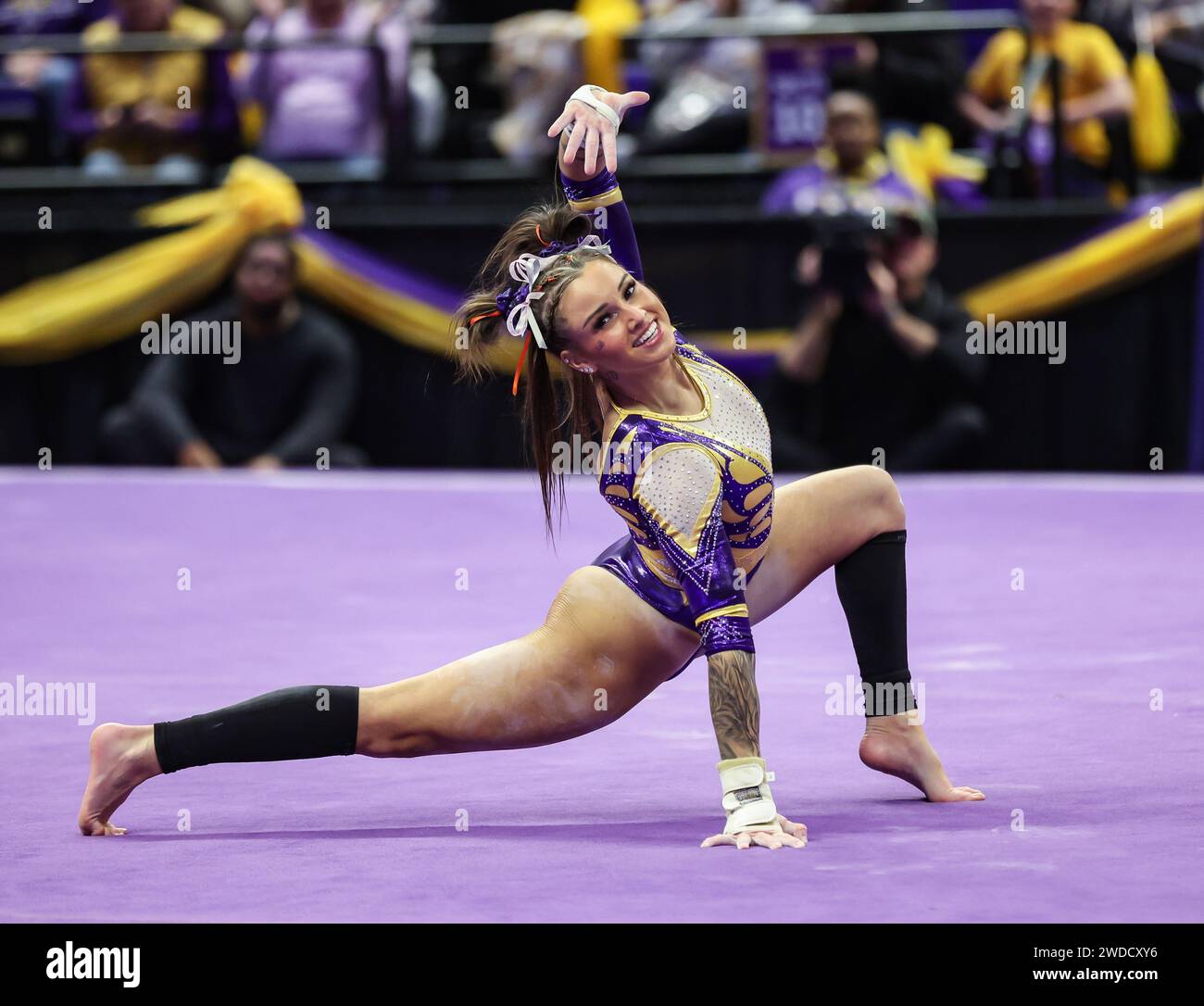 Baton Rouge, LA, USA. 19th Jan, 2024. LSU's KJ Johnson competes on the ...