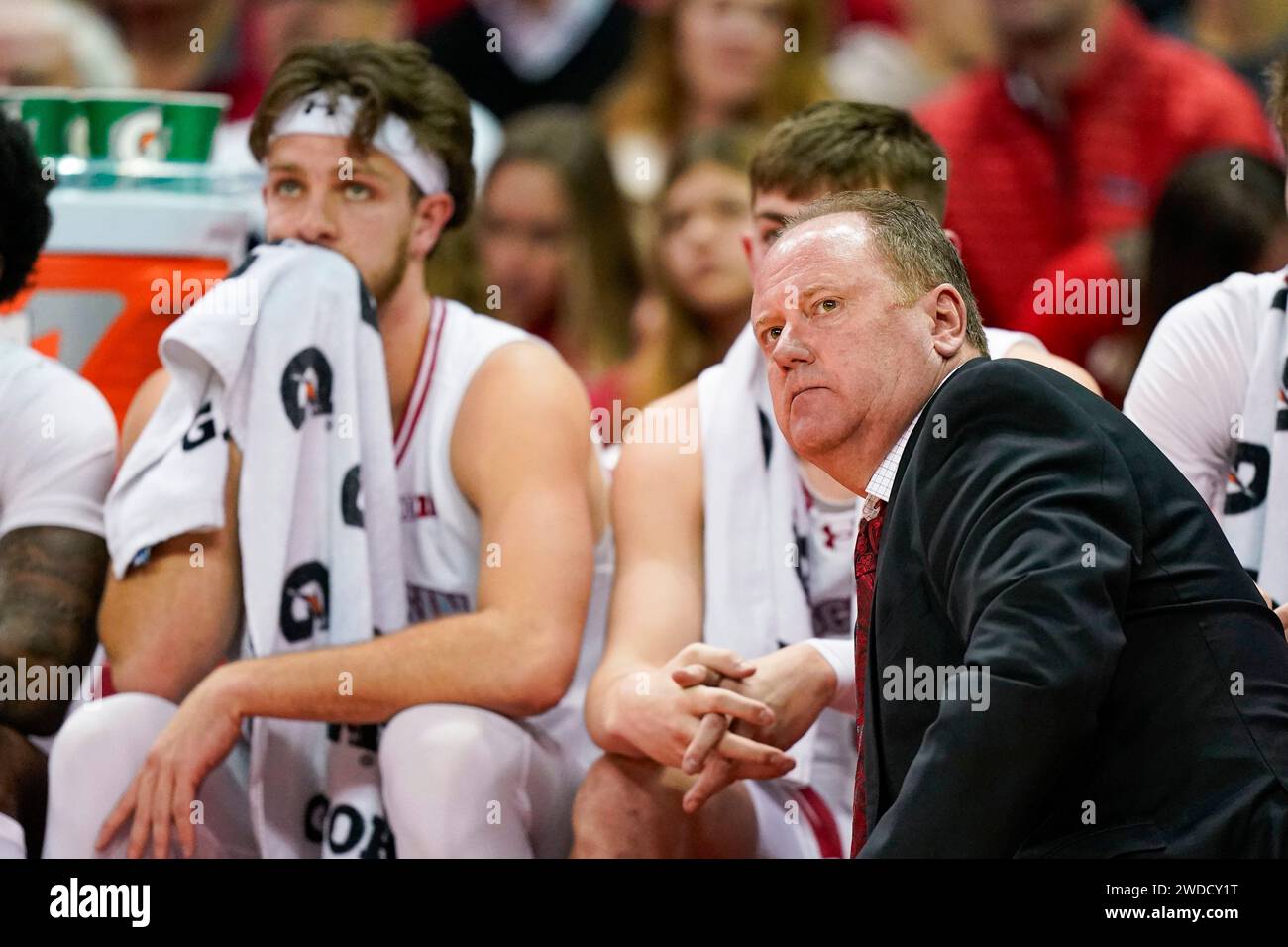 Wisconsin coach Greg Gard watches during the first half of the team's ...
