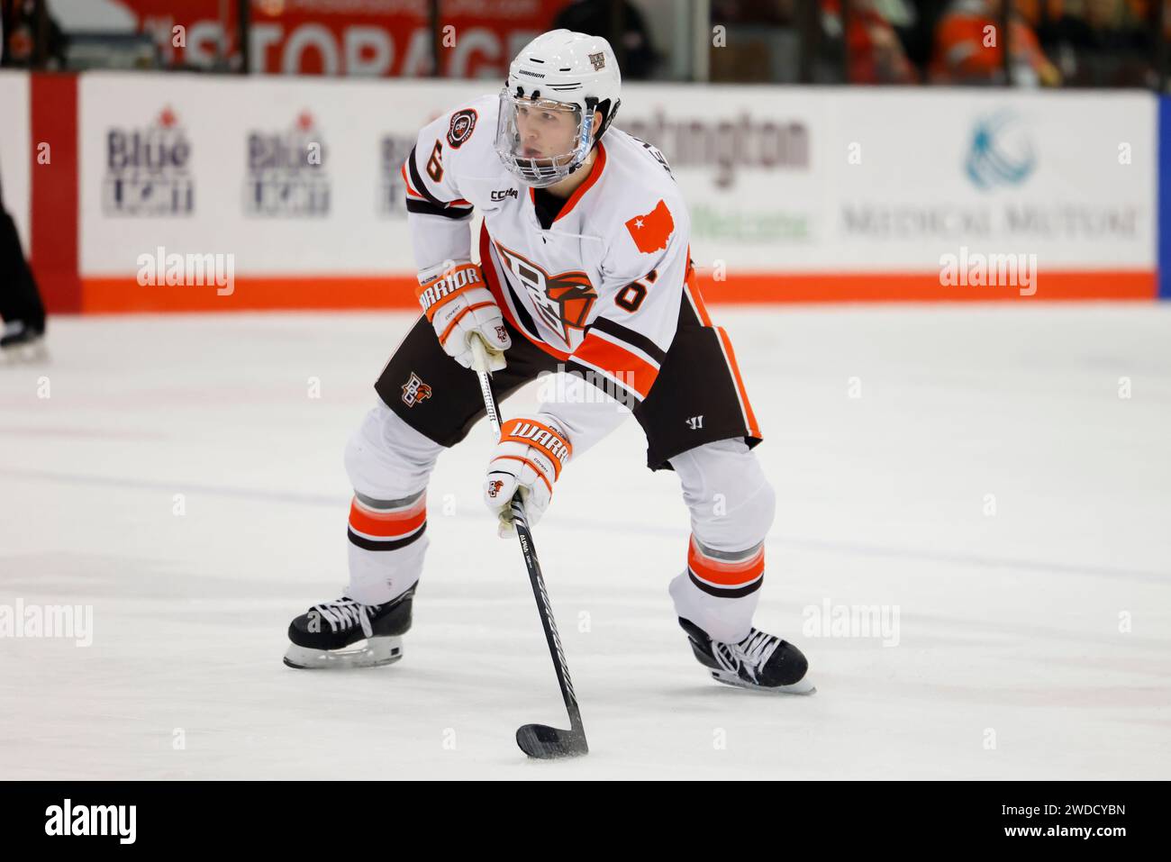 Bowling Green defenseman Michael Bevilacqua (6) skates with the puck ...
