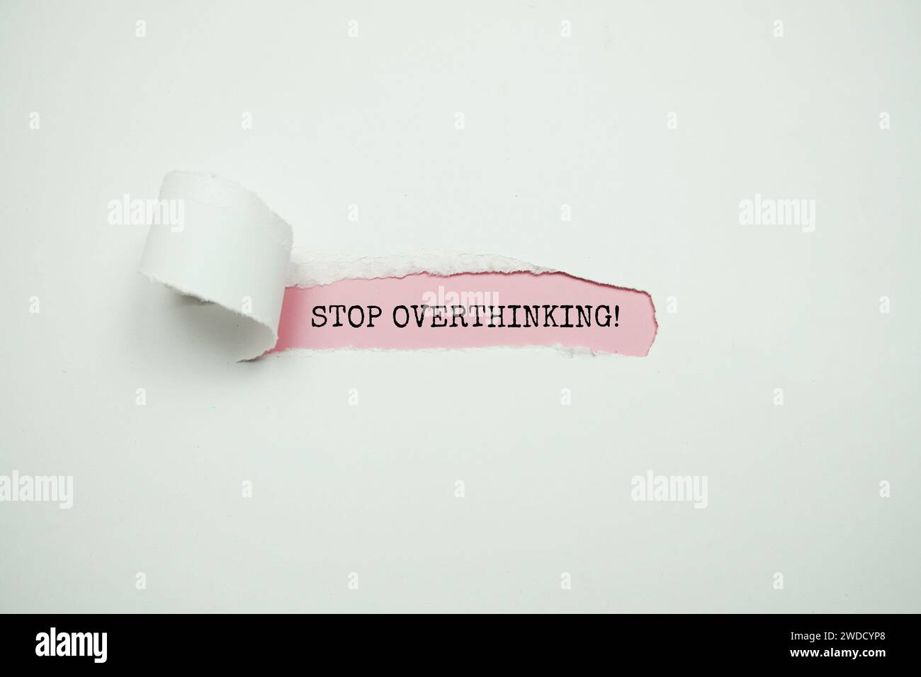 Stop Overthinking text message on pink background Stock Photo - Alamy