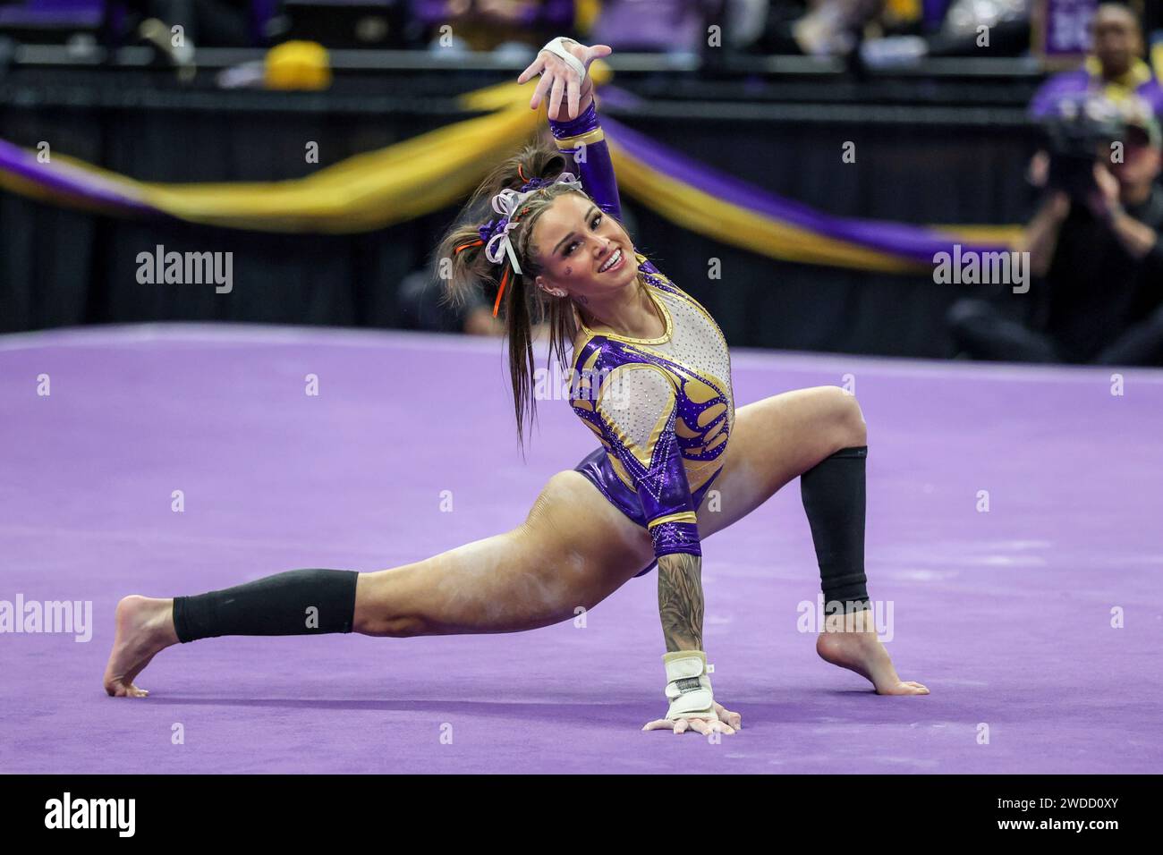 January 19, 2024: LSU's KJ Johnson competes on the floor during NCAA ...