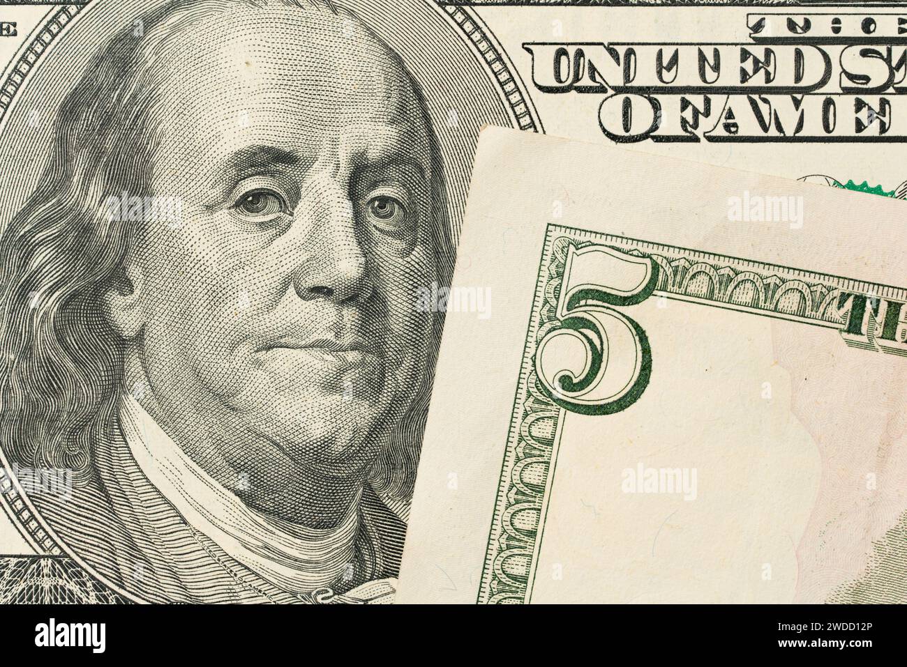 portrait of Benjamin Franklin on the one hundred dollar bill and the ...