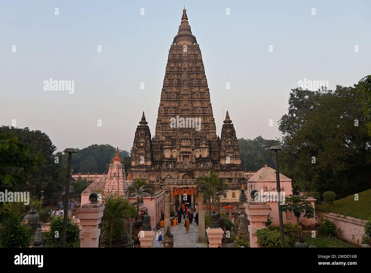 The 50m high Mahabodhi Temple as seen from the main entrance on the ...