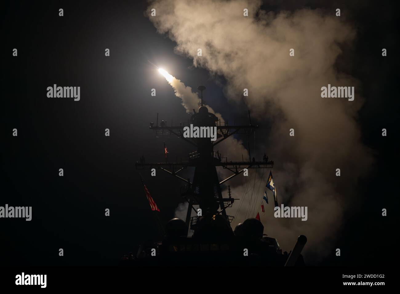 The guided-missile destroyer USS Gravely (DDG 107) launches Tomahawk ...
