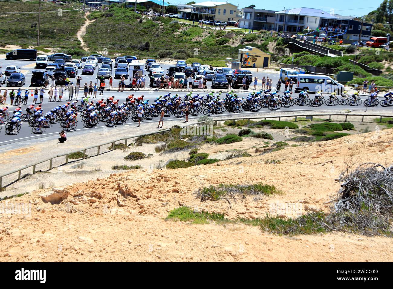Riders competing in stage 5 of the 2024 Tour Down Under cycling race on ...