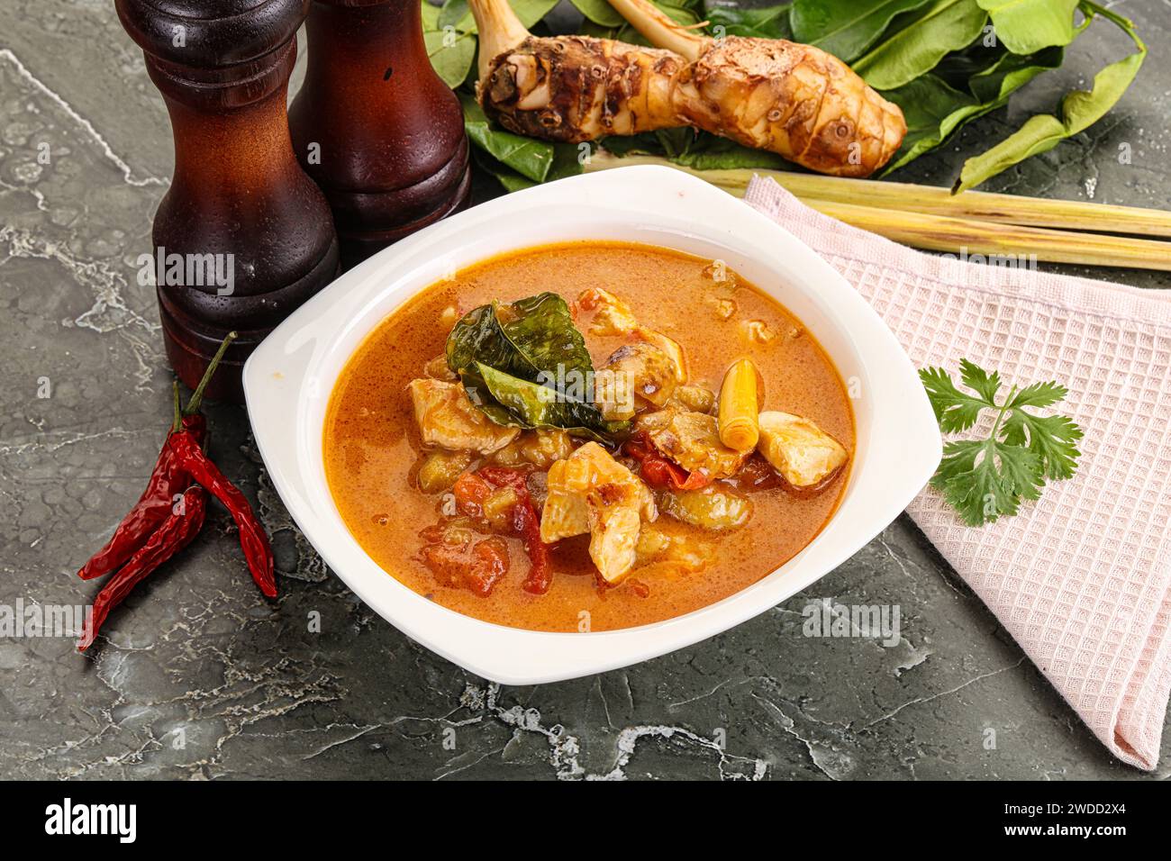 Thai traditional Tom Yum spicy soup with chicken Stock Photo - Alamy