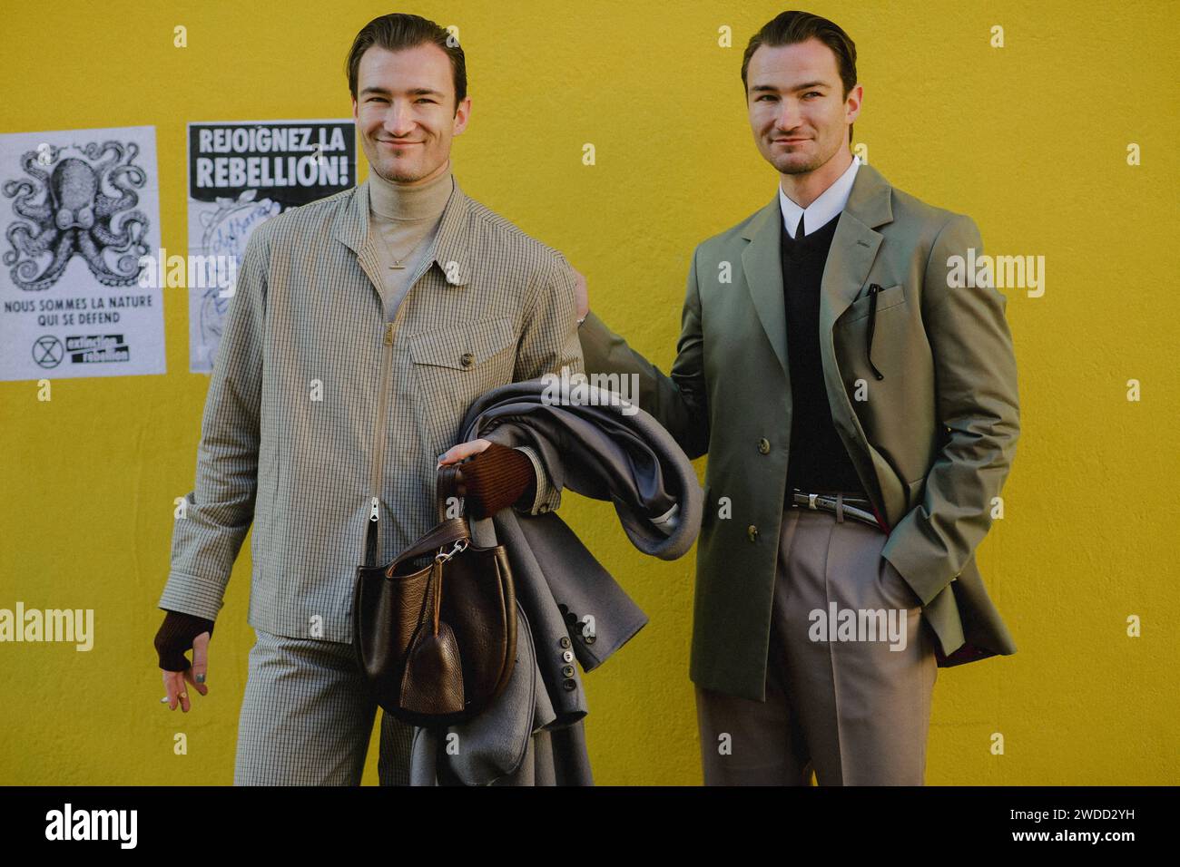 Paris, France. 19th Jan, 2024. Street style, twins Brett and Scott ...