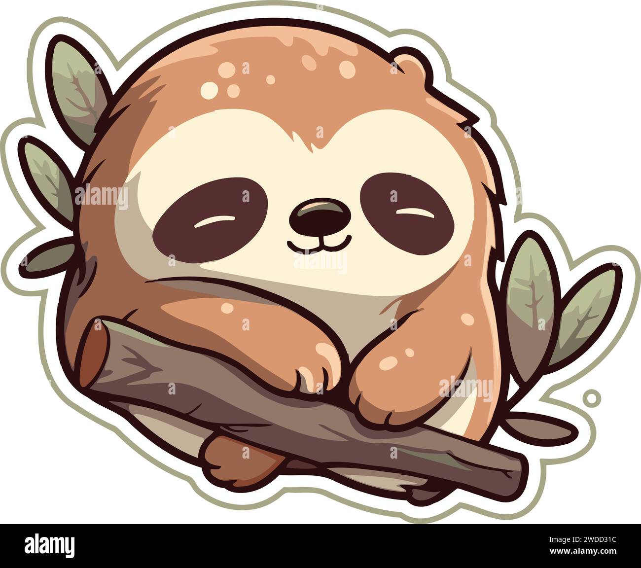 Cute cartoon sloth sitting on a branch. Vector illustration Stock ...