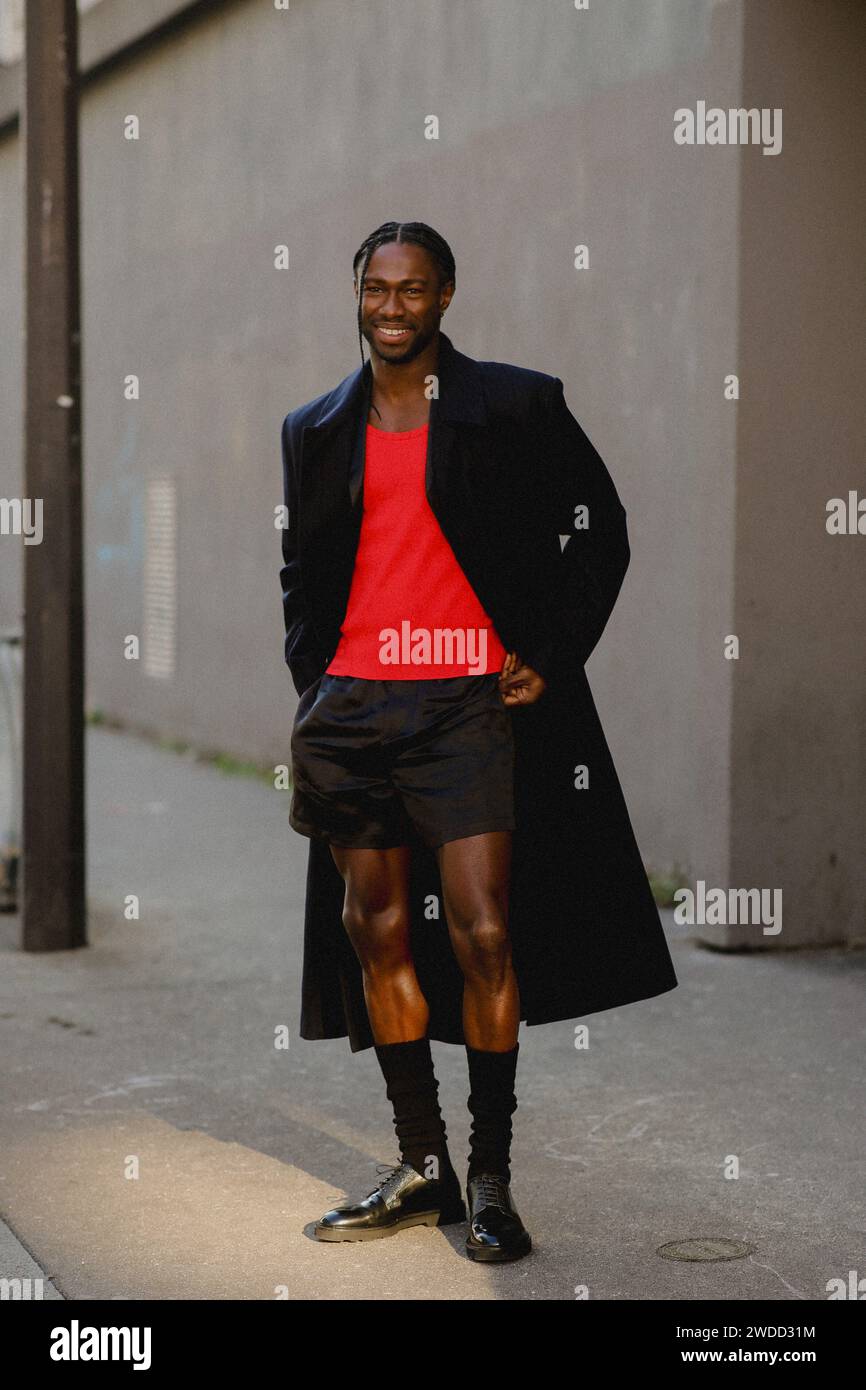 Paris, France. 19th Jan, 2024. Street style, Sadiq Desh arriving at ...
