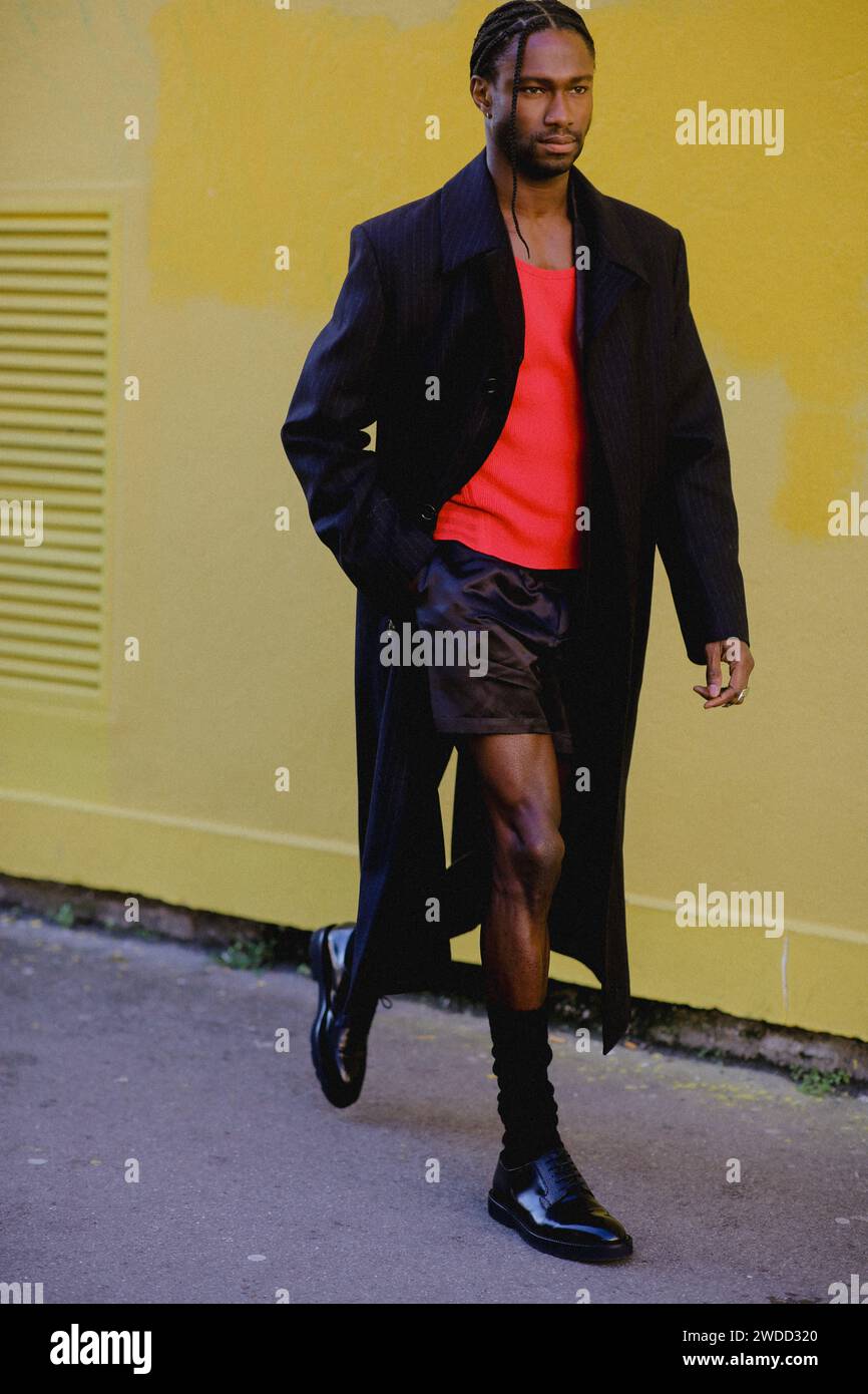 Paris, France. 19th Jan, 2024. Street style, Sadiq Desh arriving at ...
