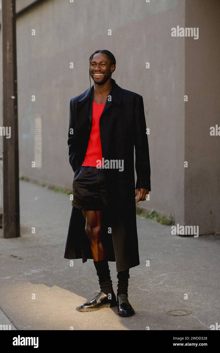Paris, France. 19th Jan, 2024. Street style, Sadiq Desh arriving at ...