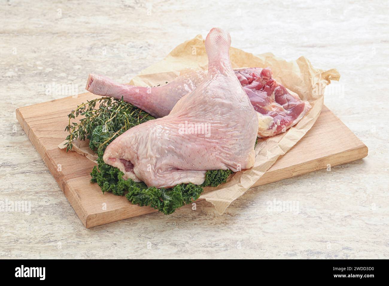 Raw duck fat leg for roast Stock Photo - Alamy