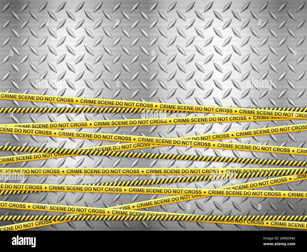 Crime scene tape on metal background. Vector illustration Stock Photo ...