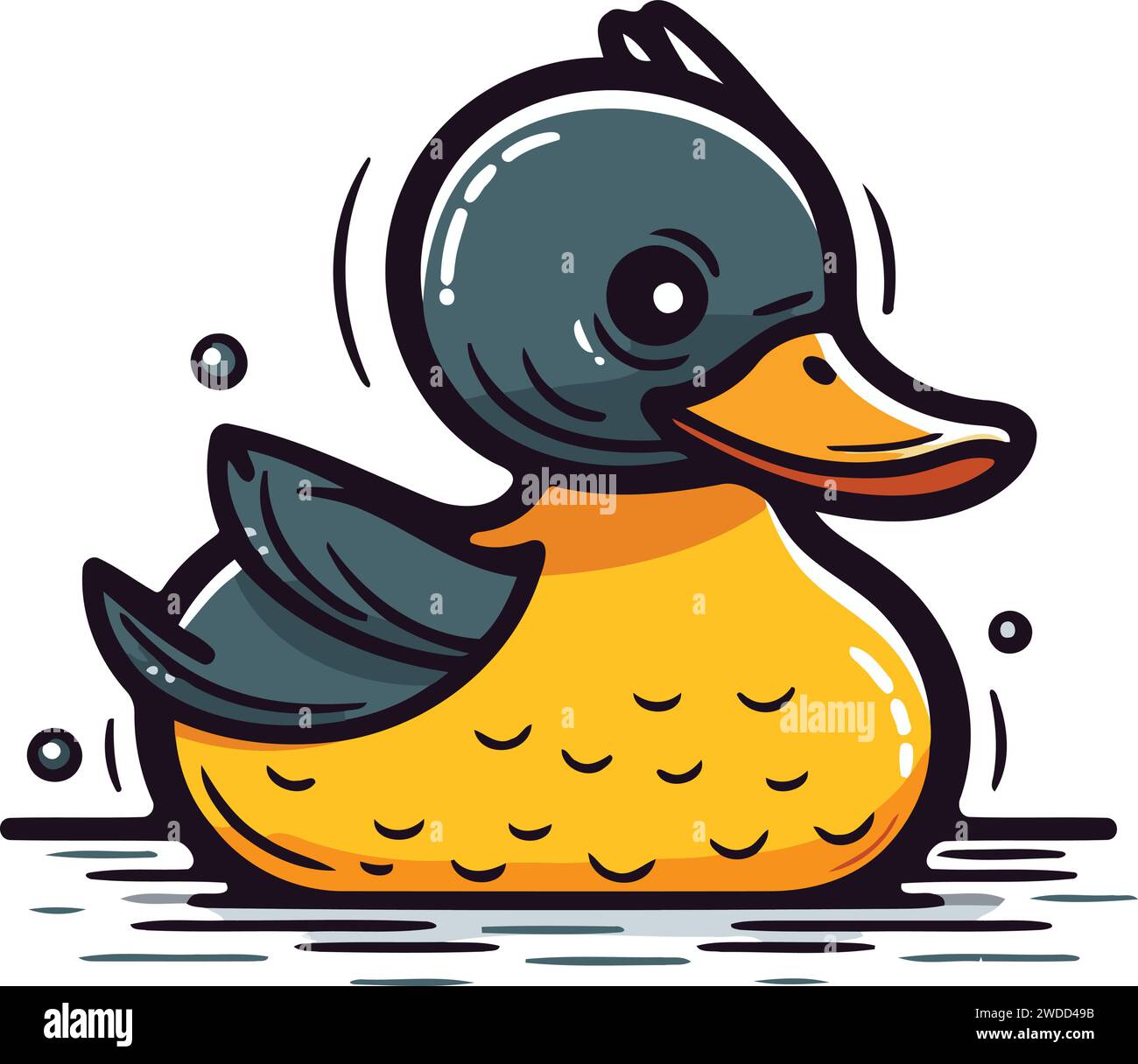 Happy duckling swimming Stock Vector Images - Alamy