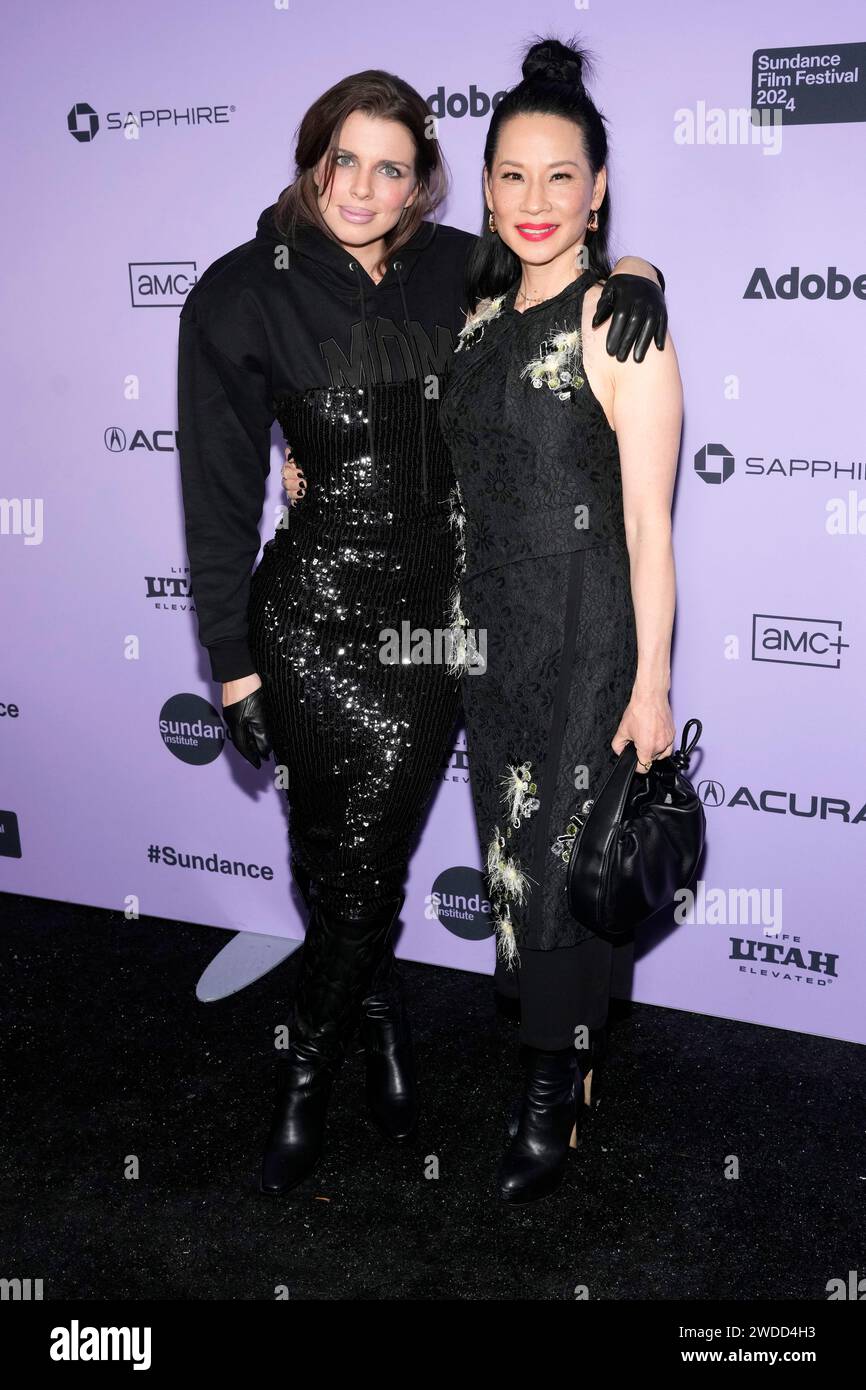 Julia Fox, left, and Lucy Liu attend the premiere of "Presence" at the ...