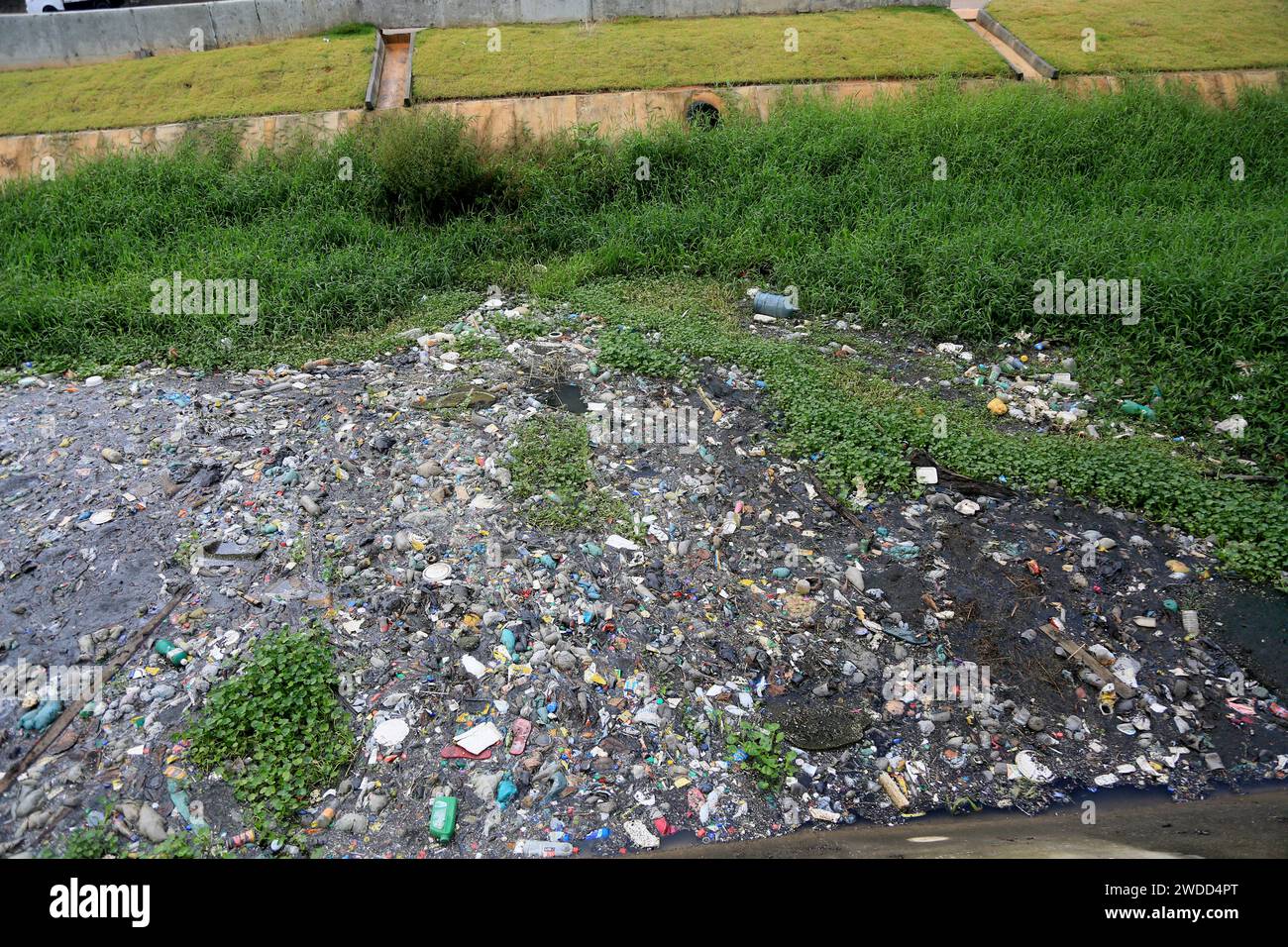 river with pollution and dirt salvador, bahia, brazil - september 12 ...