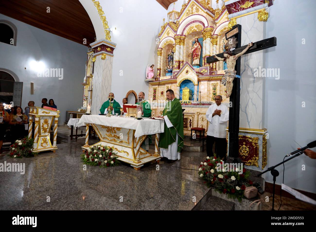 celebration of mass in church monte santo, bahia, brazil - october 30 ...