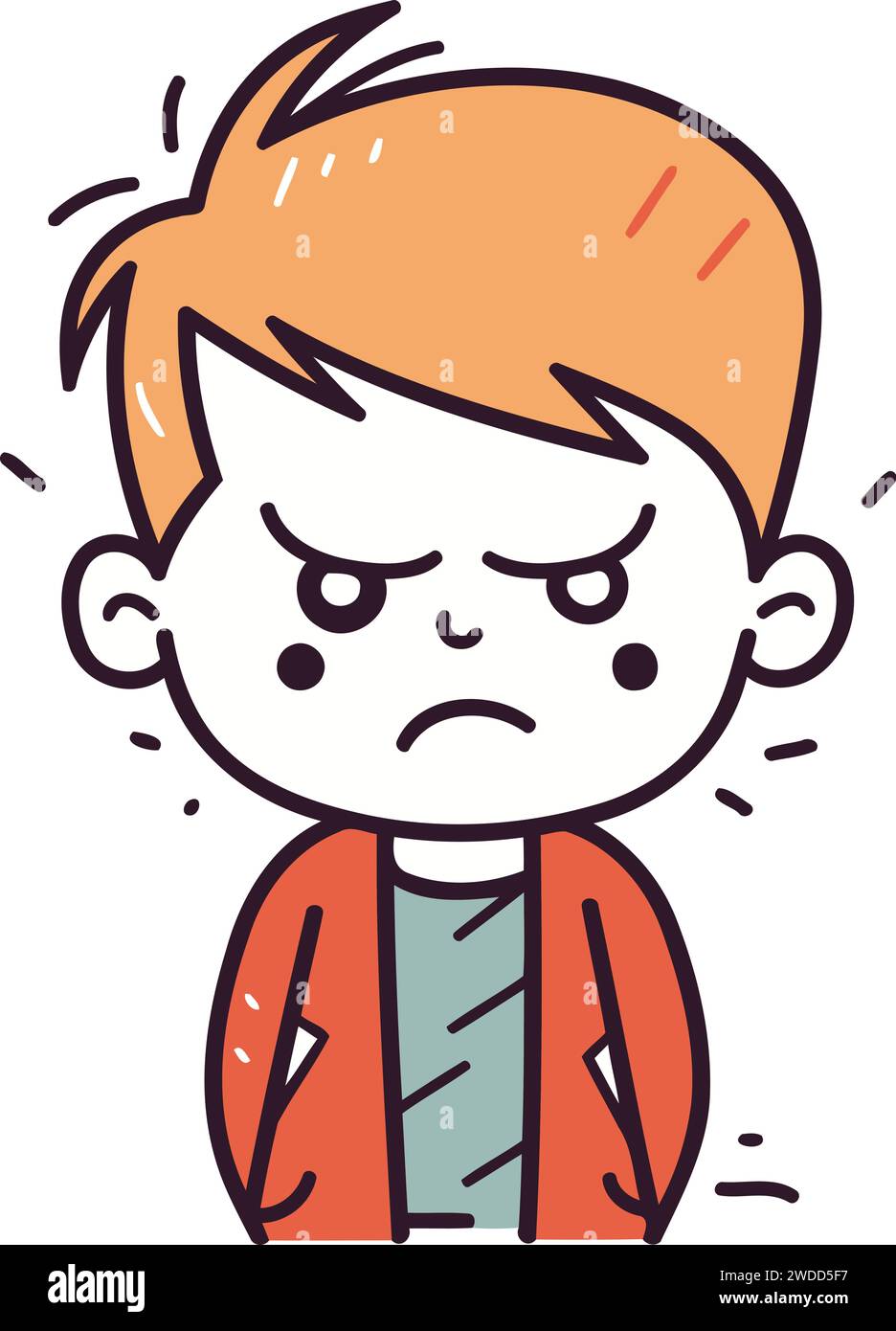 Angry little boy cartoon character vector illustration. Sad little boy ...