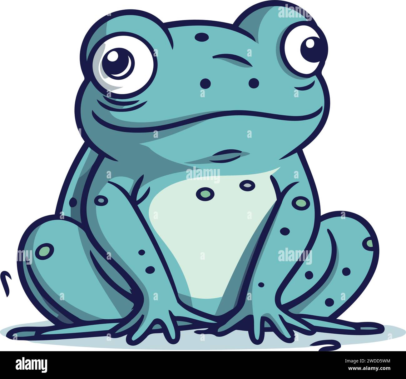 Cartoon blue frog isolated on a white background. Vector illustration ...