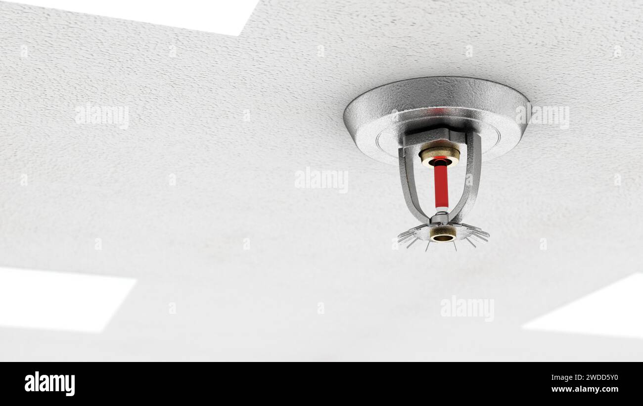 Fire sprinkler on the ceiling. 3D illustration Stock Photo - Alamy