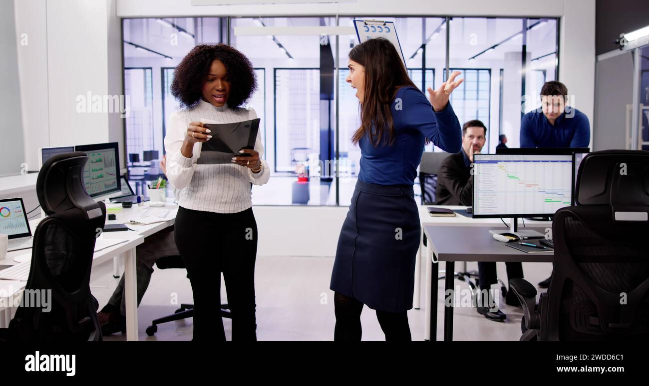 Angry Employee Mobbing Someone At Corporation. Female Employees ...