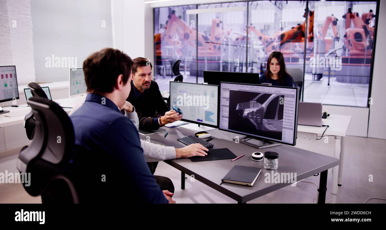 Industrial Engineers In Factory. Car Design Innovation Stock Photo - Alamy