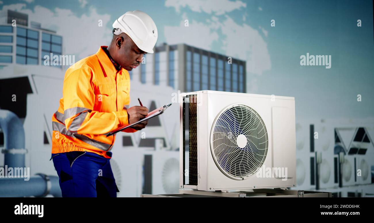 Commercial HVAC Air Conditioner Service By Electric Stock Photo - Alamy