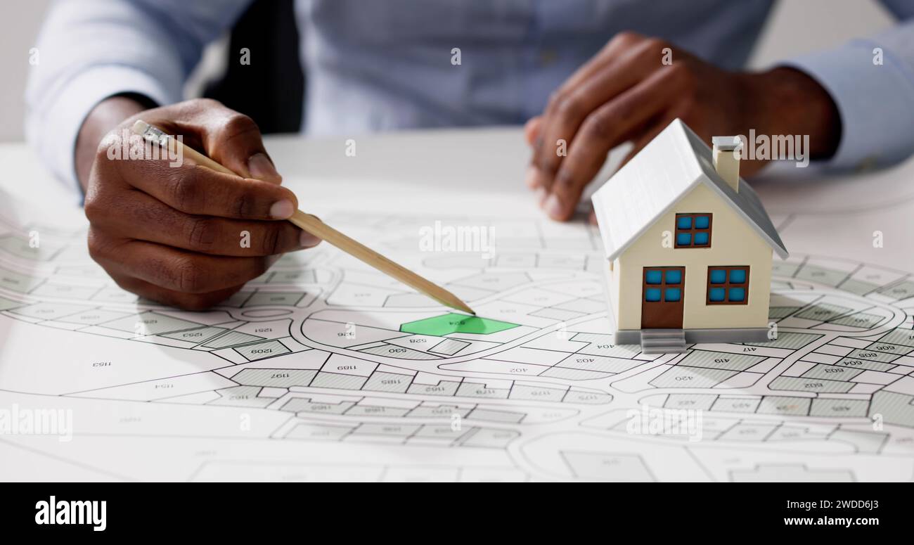 Cadastre Land Development Map And Developer Plot Stock Photo - Alamy