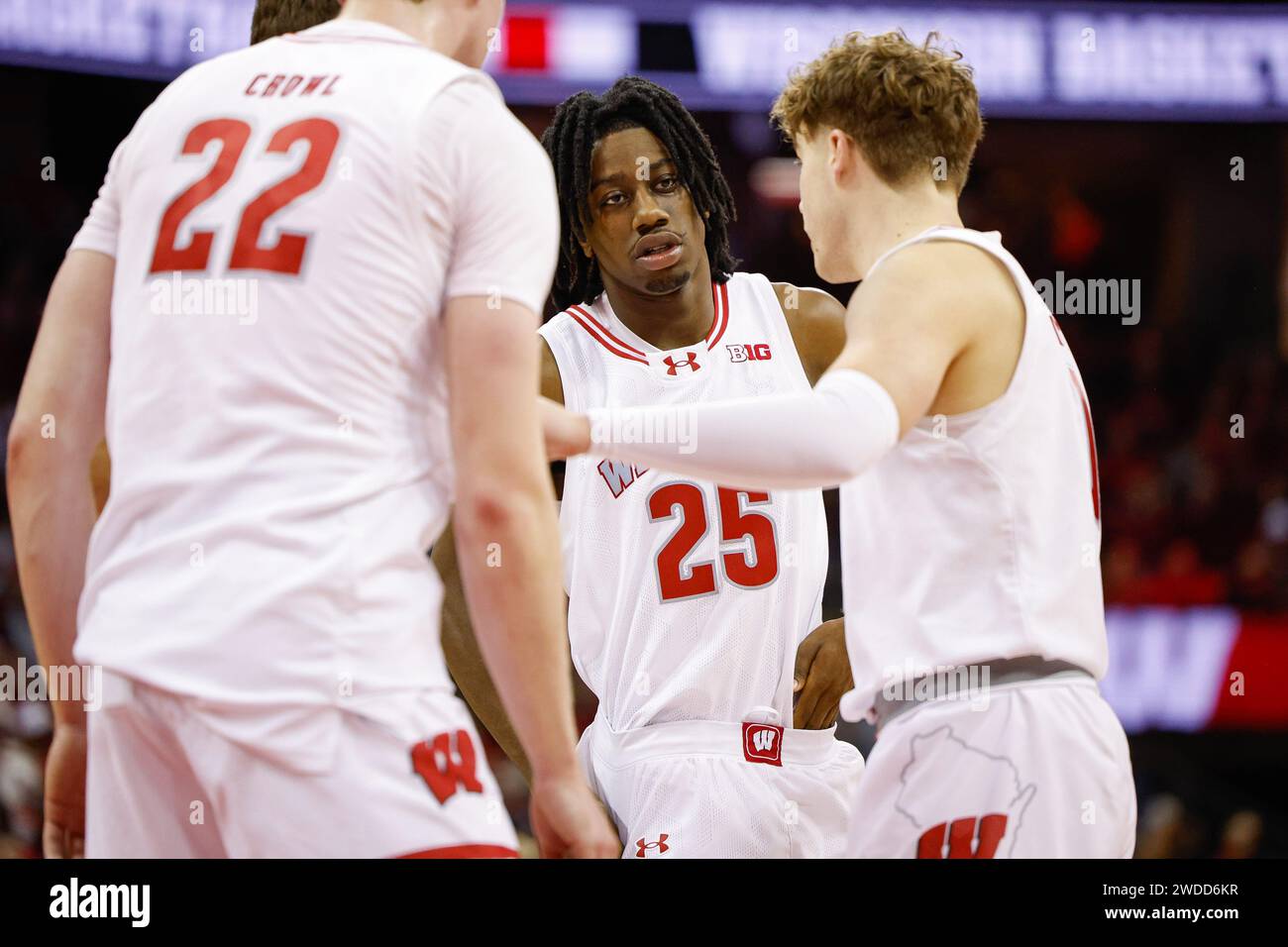 Madison, WI, USA. 19th Jan, 2024. Wisconsin Badgers guard John ...