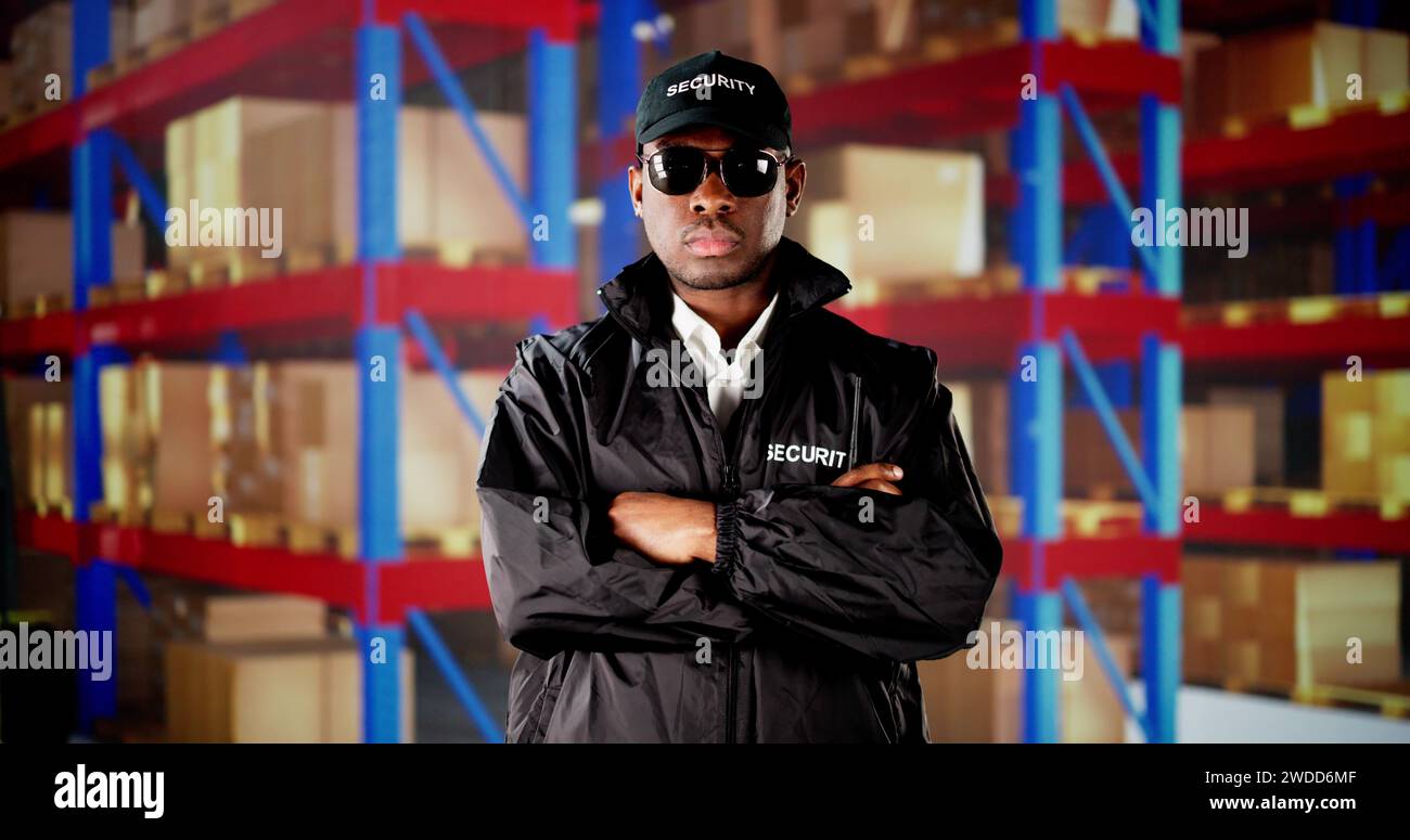 Security Guard Officer In Logistic Business Distribution Warehouse ...
