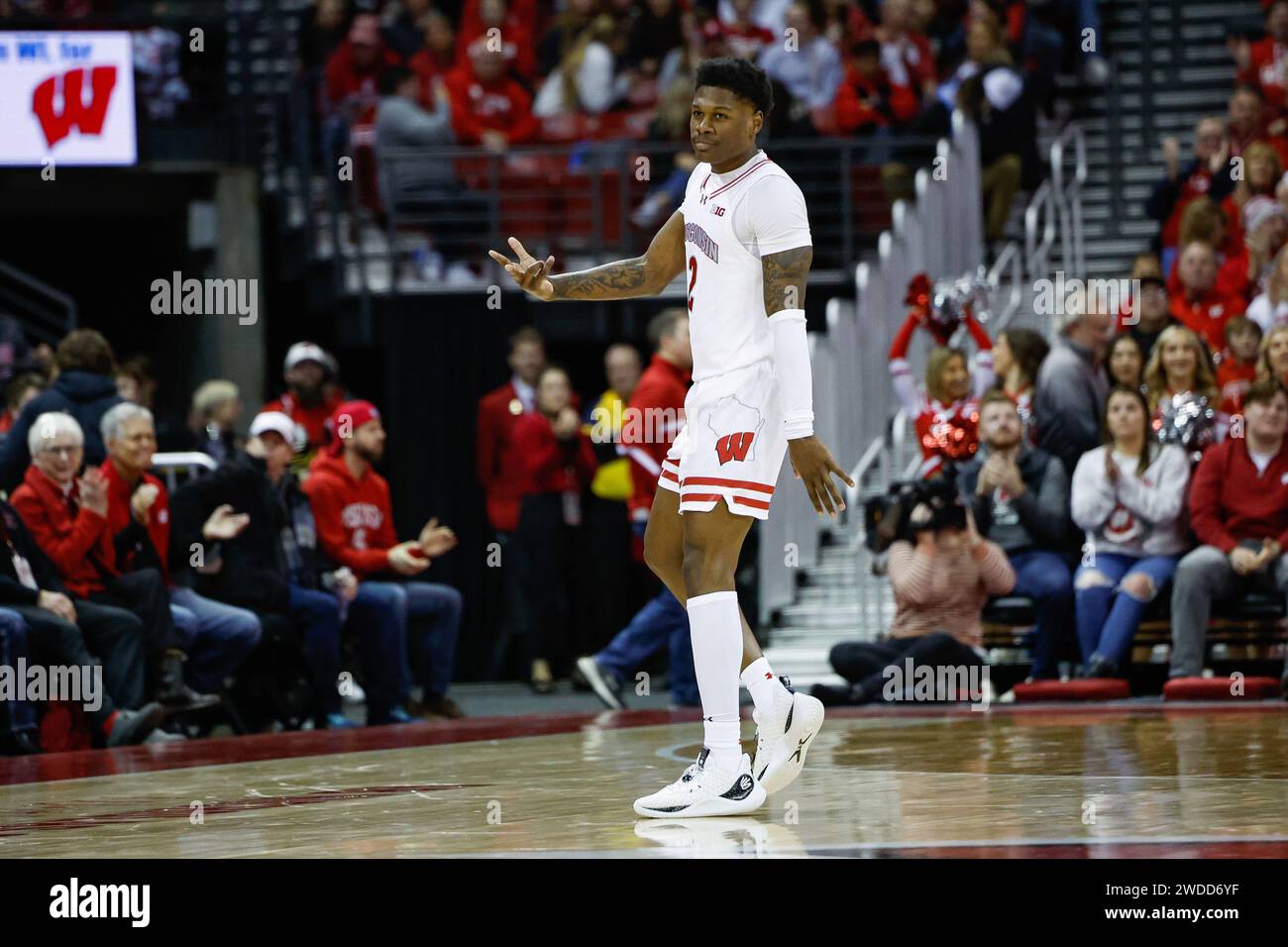 Madison, WI, USA. 19th Jan, 2024. Wisconsin Badgers guard AJ Storr (2 ...