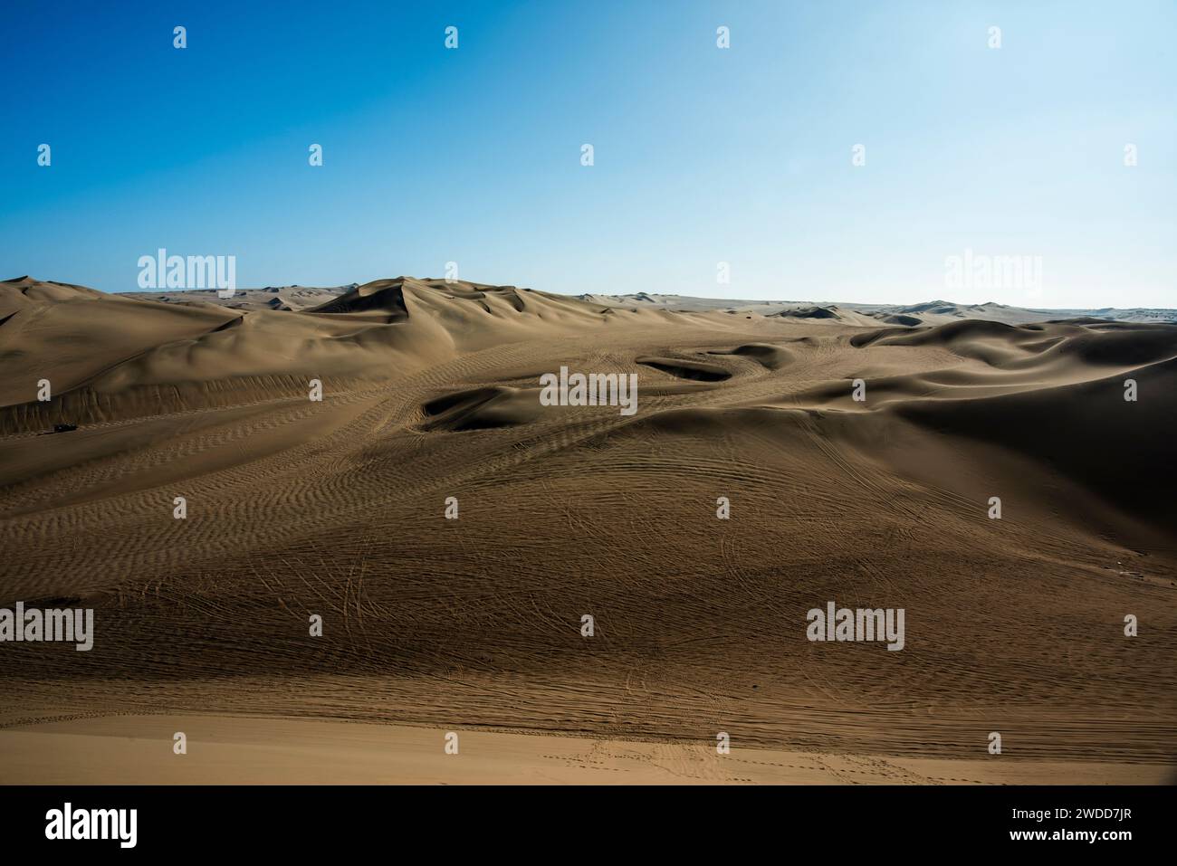 Sand dunes in desert desert area desert with blue sky in Ica Peru Stock ...