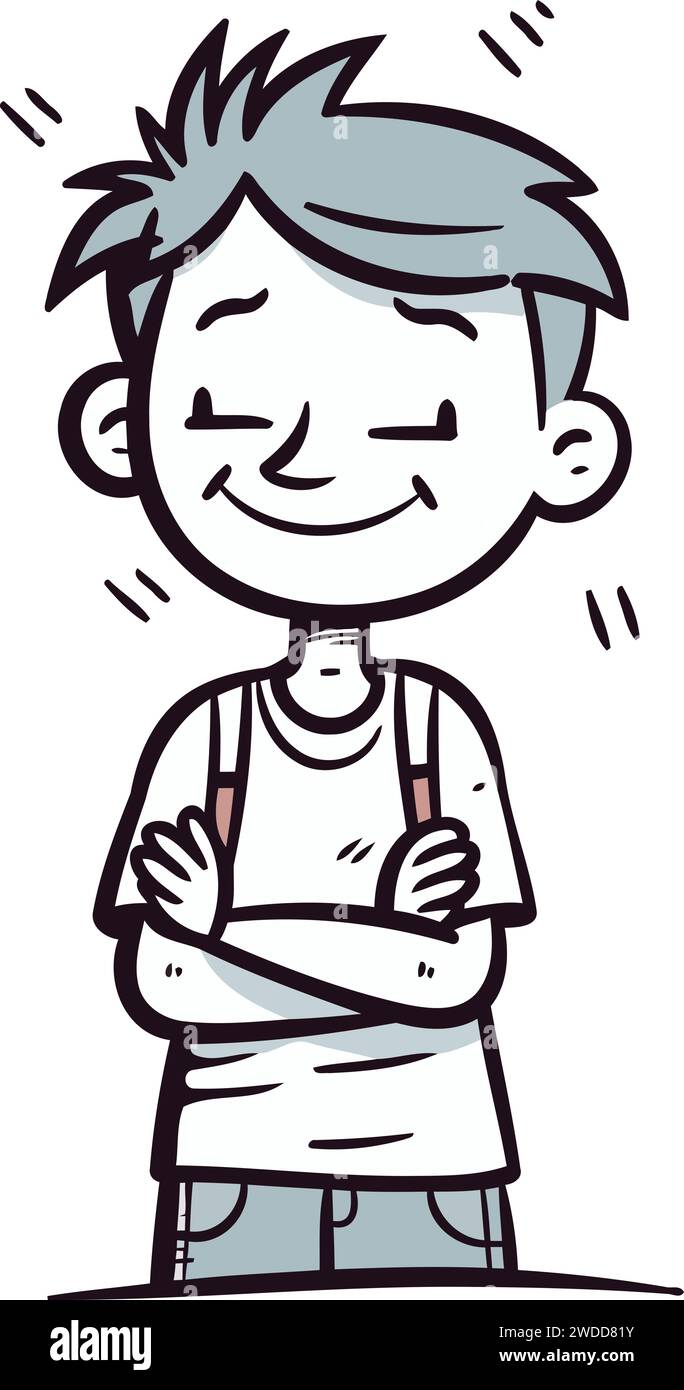 Cartoon happy man folded arms hi-res stock photography and images - Alamy