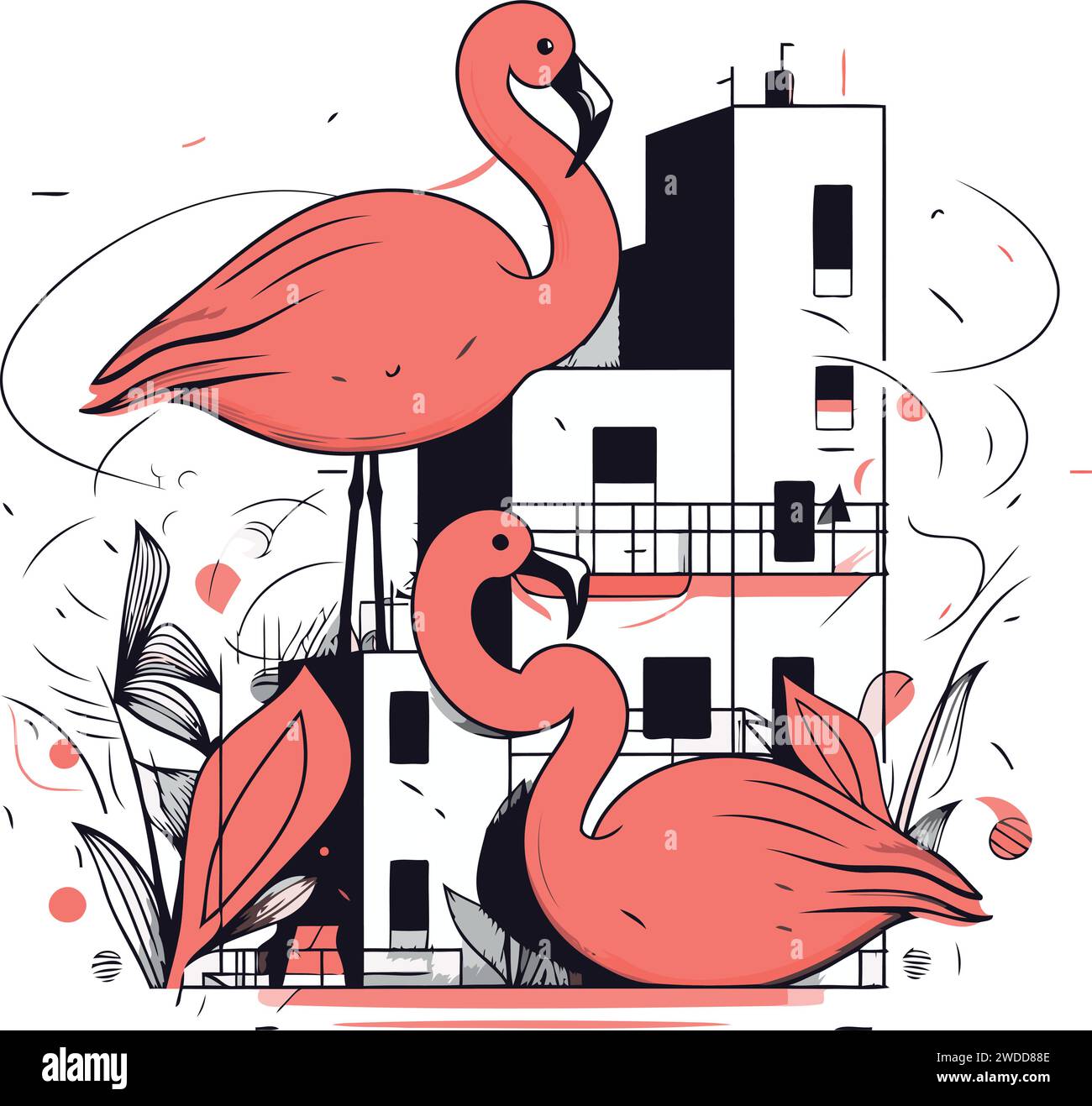 Flamingo city Stock Vector Images - Alamy