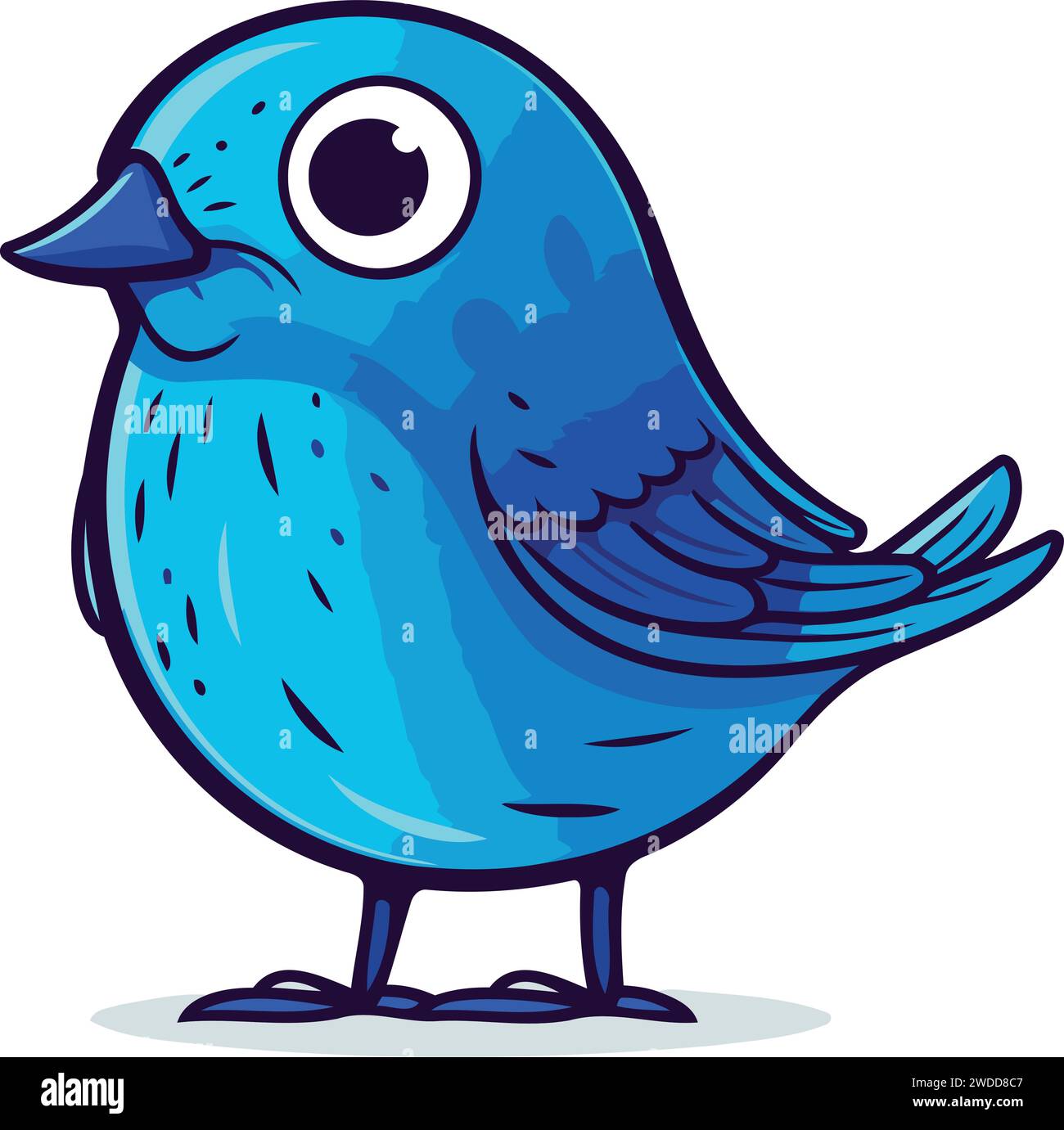 Blue bird isolated on white background. Vector illustration in cartoon ...