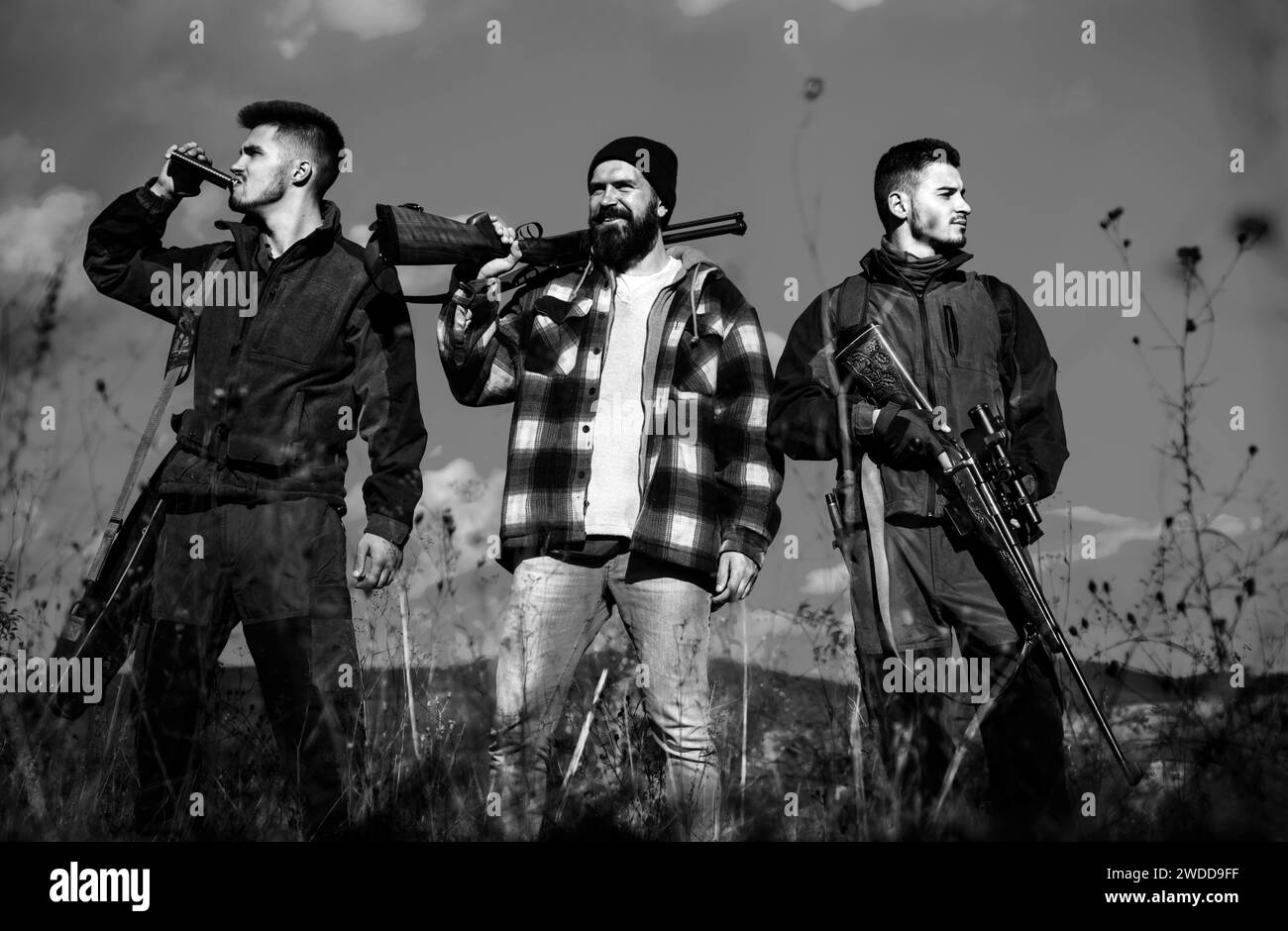 Hunter with shotgun gun on hunt. Hunting in Russia Stock Photo - Alamy