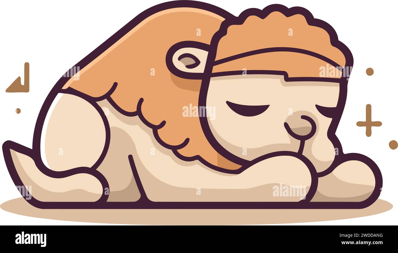 Sleeping lion drawing Cut Out Stock Images & Pictures - Alamy