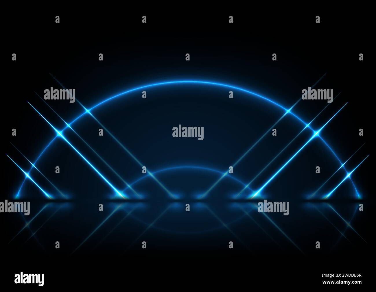 Red neon lines and arc abstract technology background. Futuristic ...