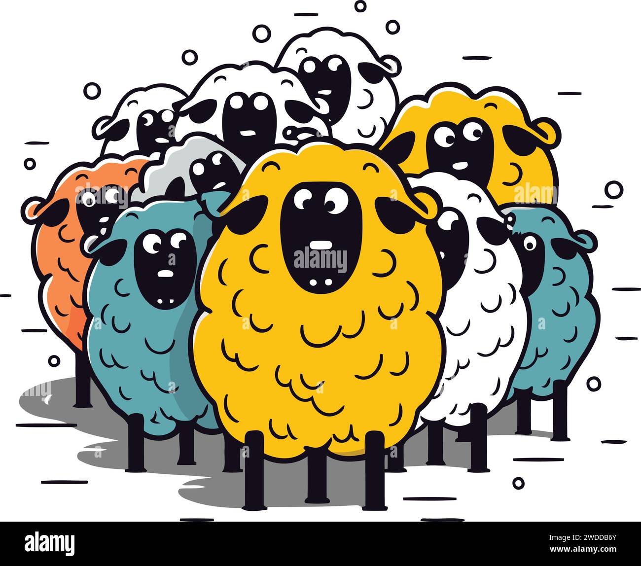 Sheep flock rural farming farm Stock Vector Images - Alamy