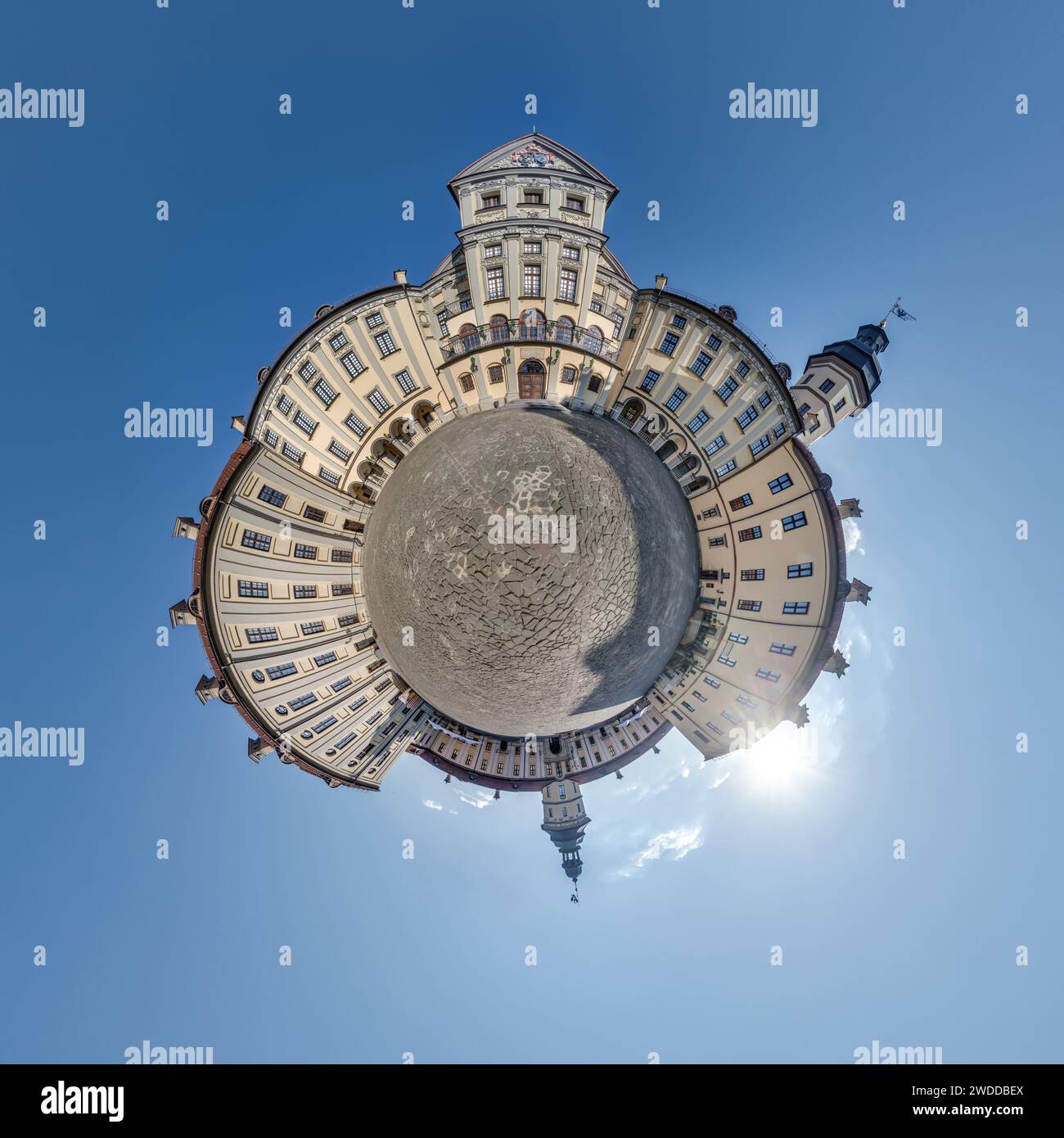 little planet and spherical aerial 360 panorama view on street ancient ...