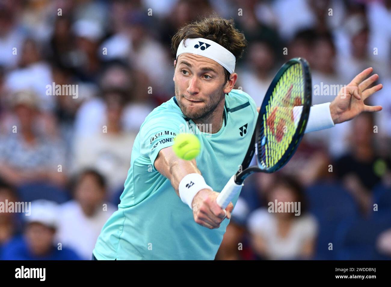 Melbourne, Australia. 20th Jan, 2024. Casper Ruud of Norway in action ...